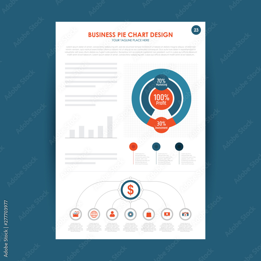 Presentation Template design. Business data graphs. Vector financial ...
