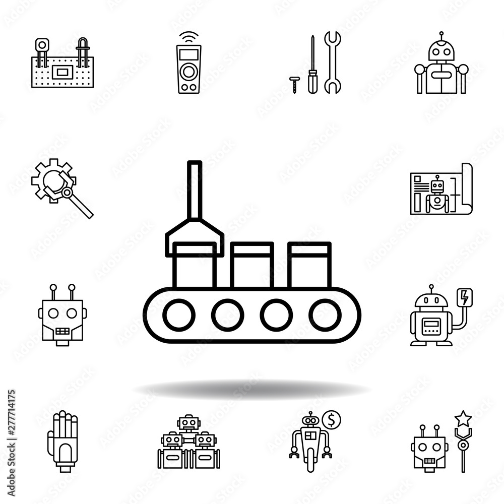 Robotics production outline icon. set of robotics illustration icons ...