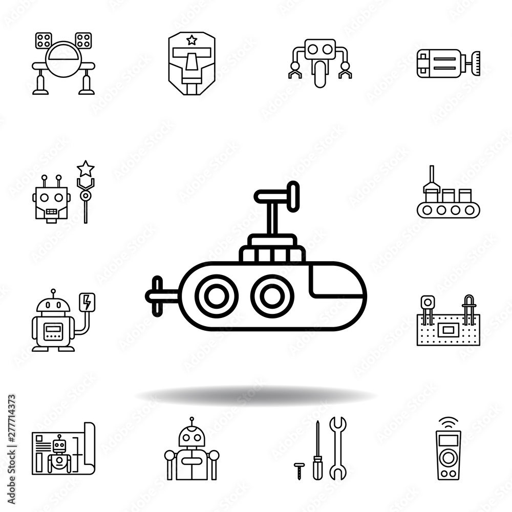 Robotics submarine outline icon. set of robotics illustration icons ...