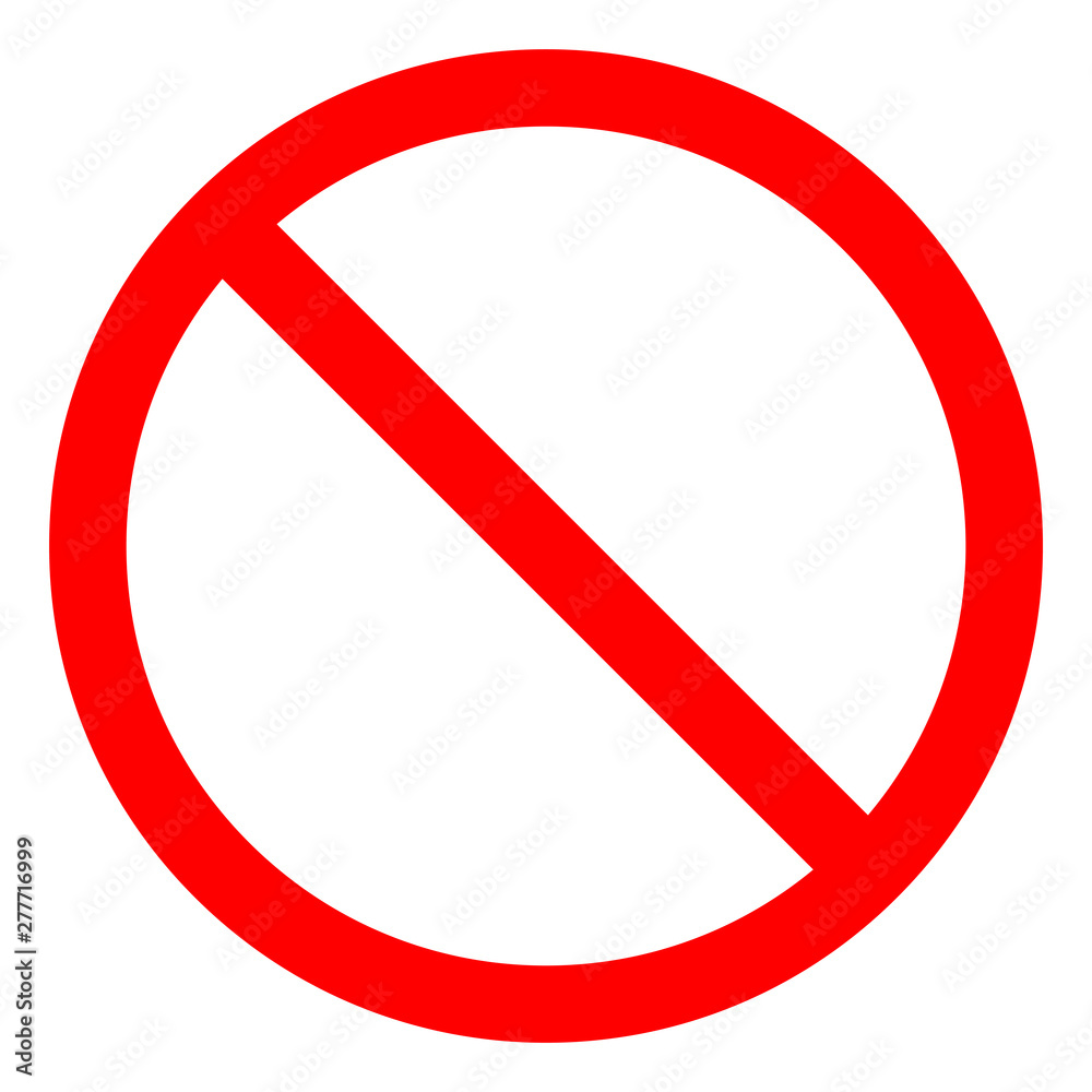 No Sign Empty Red Crossed Out Circle,Not Allowed Sign Isolate On White ...