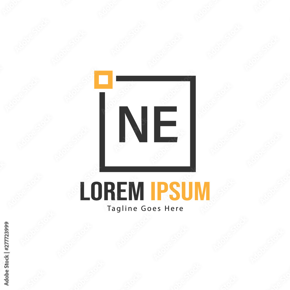 Initial NE logo template with modern frame. Minimalist NE letter logo ...