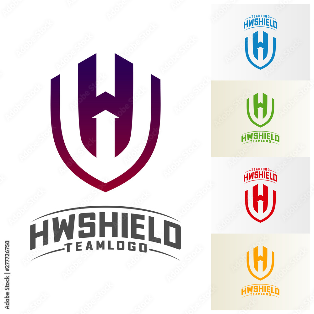 HW Shield Logo Design Vector. Initial HW logo Template. Shield WH logo ...