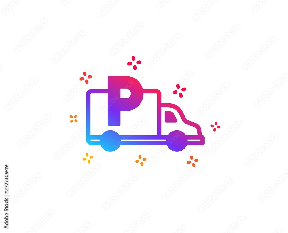 Truck parking icon. Car park sign. Transport place symbol. Dynamic ...