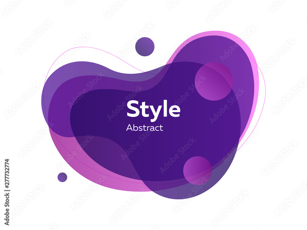 Violet and purple abstract fluid shapes. Transparent layers, wavy lines ...