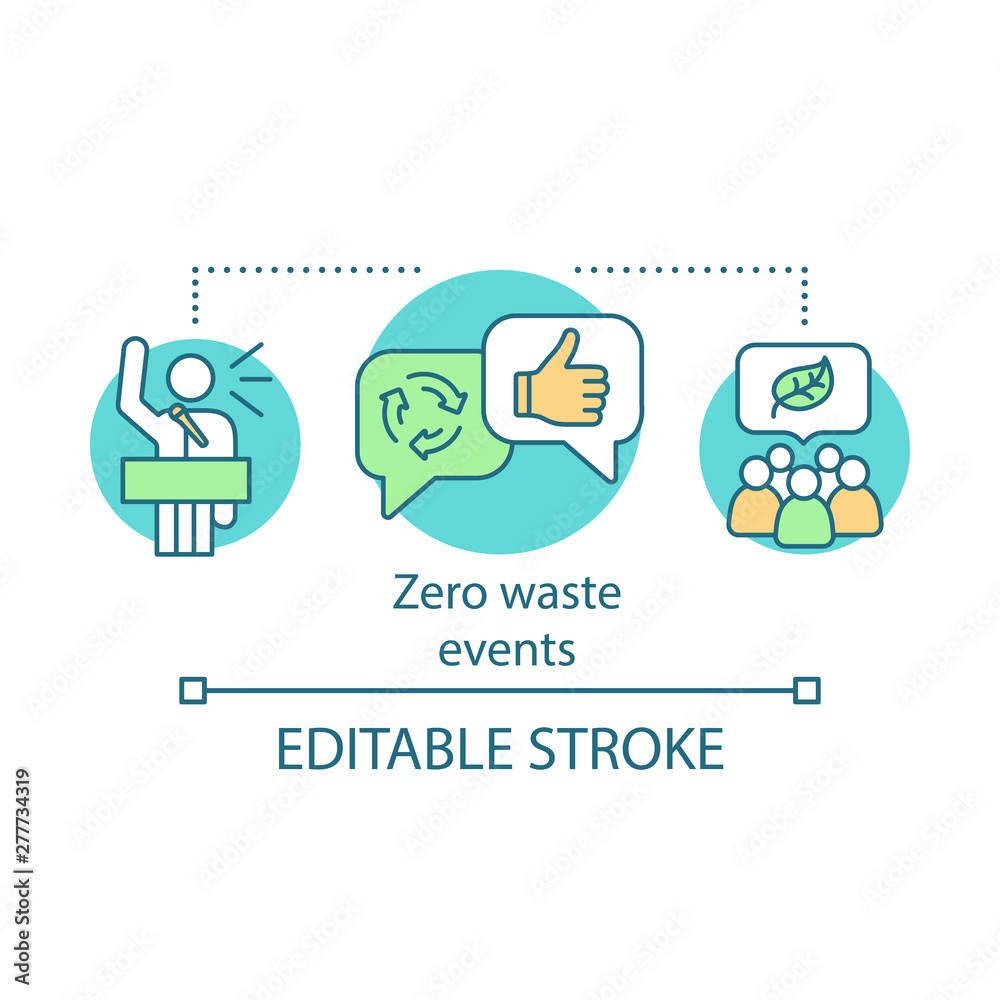 Zero waste choices and events concept icon. Waste management, eco ...