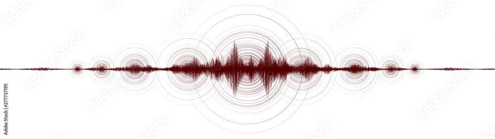 Panorama Red Mini Earthquake Wave with Circle Vibration on White paper ...