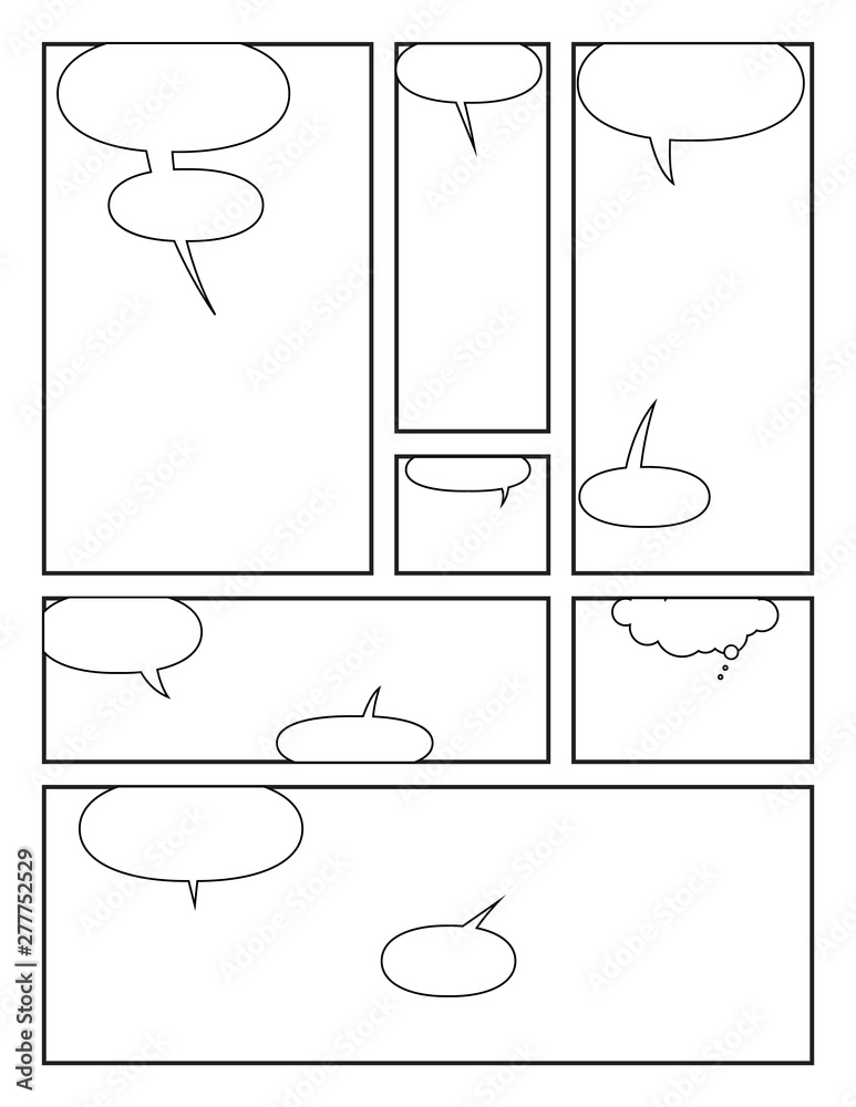 manga style page design Comics pop art style blank layout Stock Vector ...