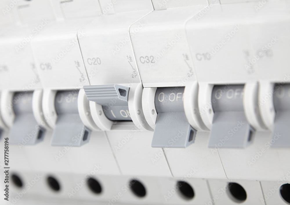 circuit breakers, toggle off and control of electricity supply, fuse ...