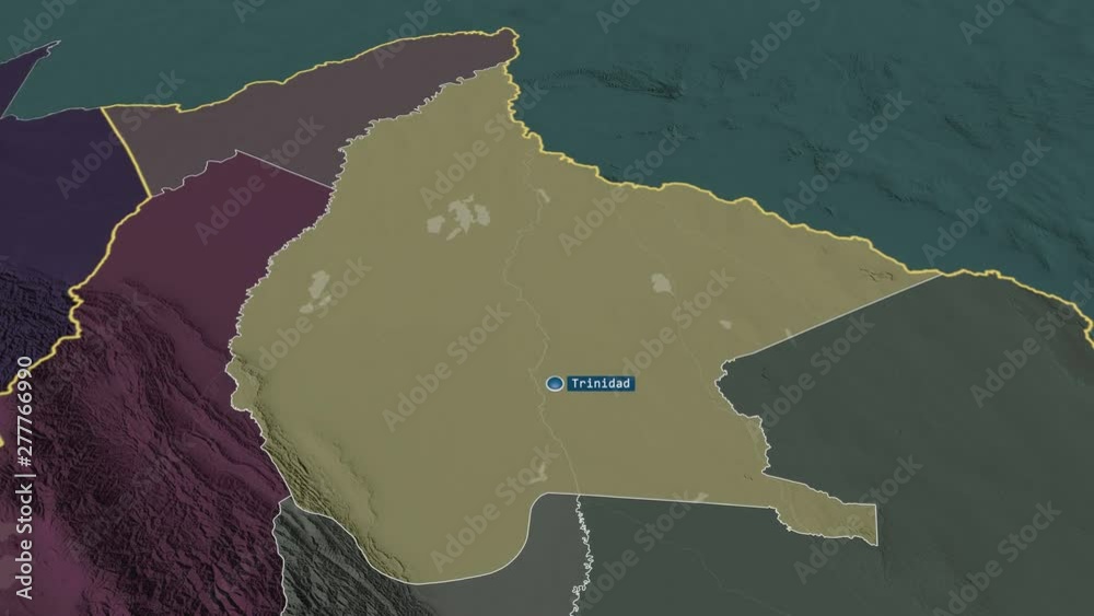 Video „El Beni - department of Bolivia with its capital zoomed on the ...