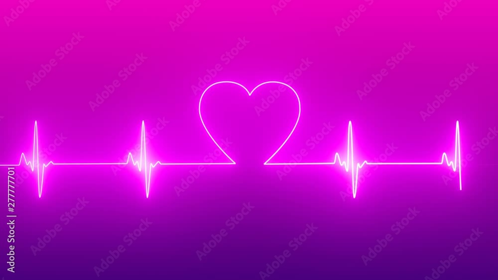 Neon heartbeat on colorful background. 4k seamless loop animation ...