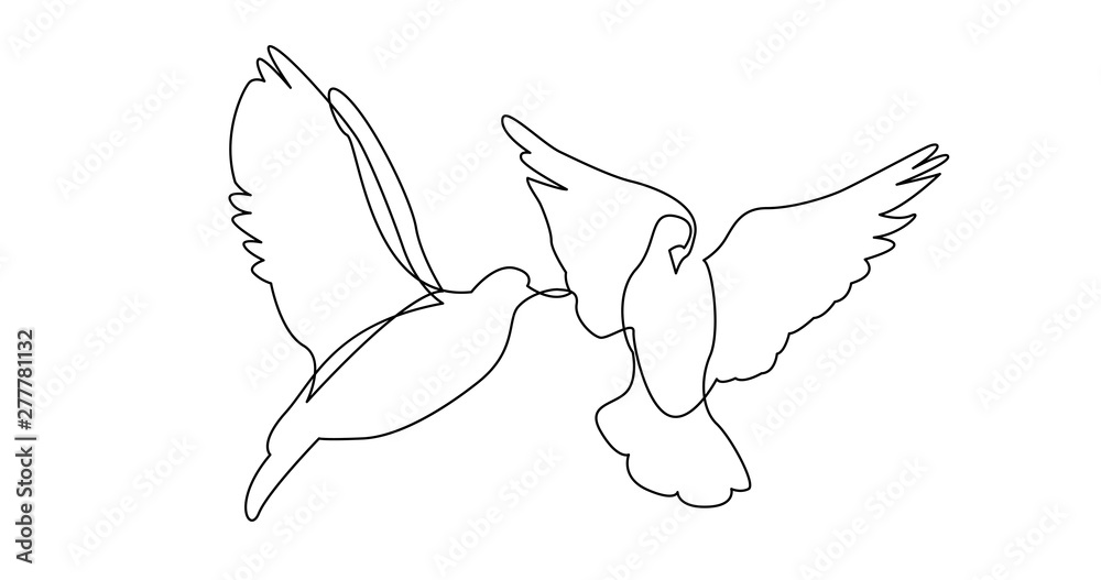 Two Flying Doves Drawing