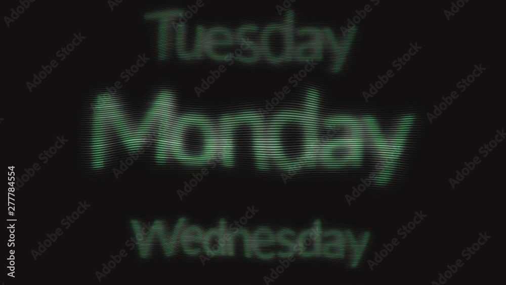 Abstraction of holographic neon Monday, Tuesday and Wednesday Text ...
