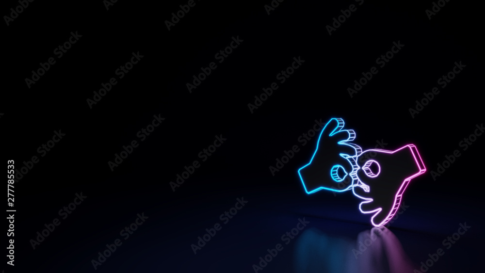 3d glowing neon symbol of symbol of American sign language interpreting ...