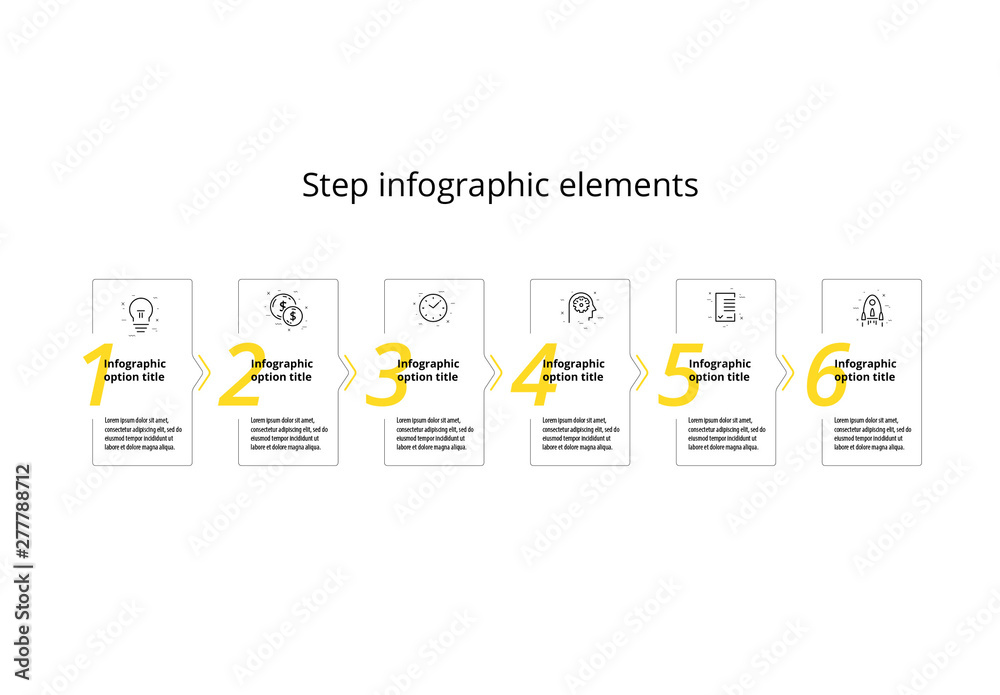 6 Step Infographic with Yellow Accents Stock Template | Adobe Stock