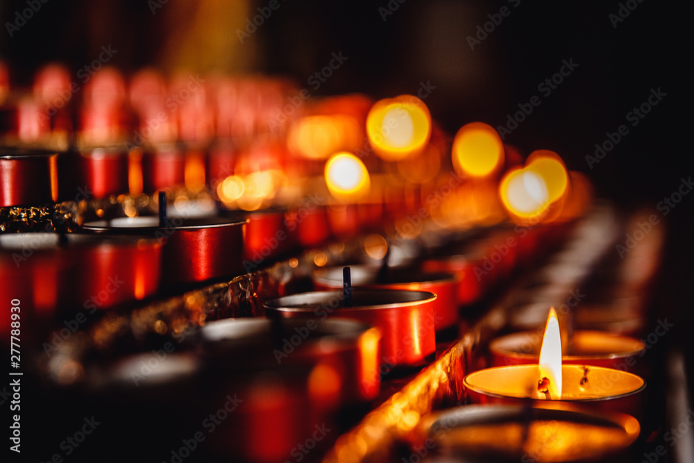 Church candles in catholic, memorial service for dead people, accident ...
