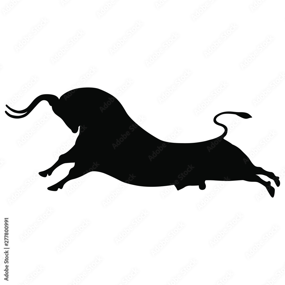 Silhouette of a running bull. Ancient Minoan motif from Crete. Stock ...