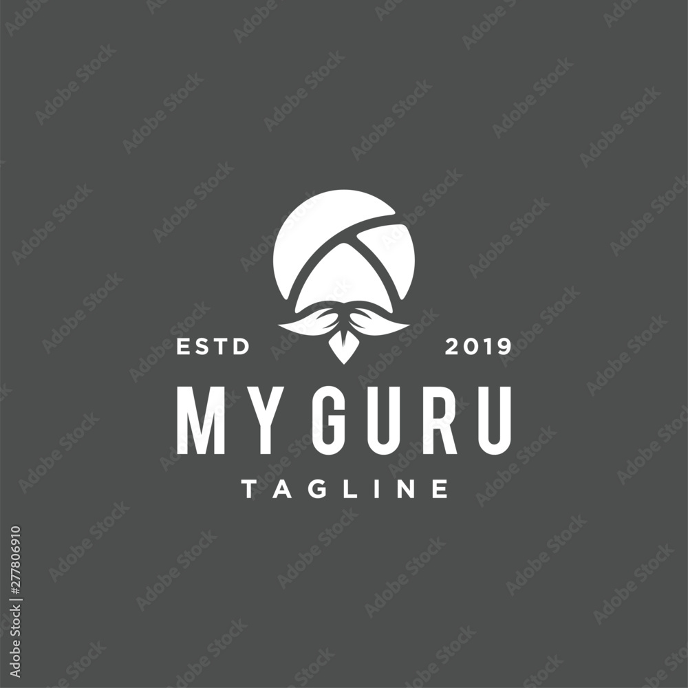 Outline guru head logo template design. Vector illustration Stock ...