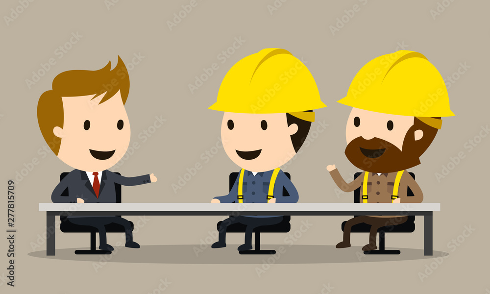 Engineers are meeting at the table, Vector illustration, Safety and ...