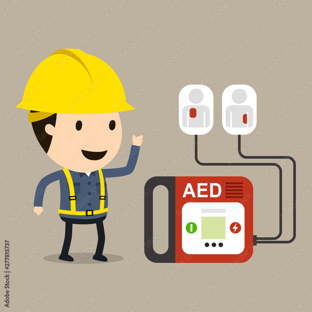 Automated External Defibrillator(AED), Vector illustration, Safety and accident, Industrial ...