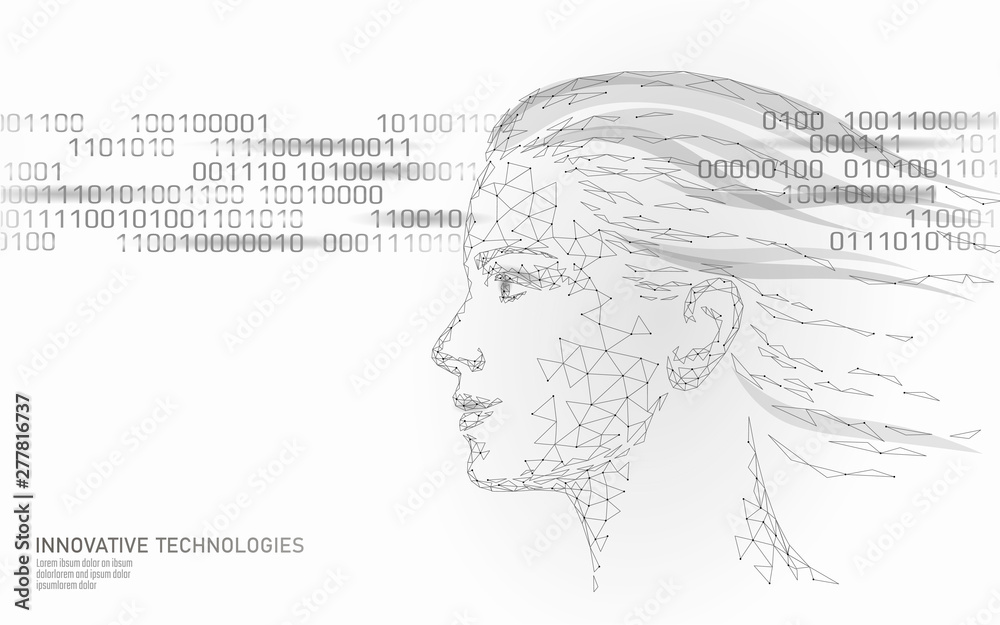 Low poly female human face biometric identification. Recognition system ...
