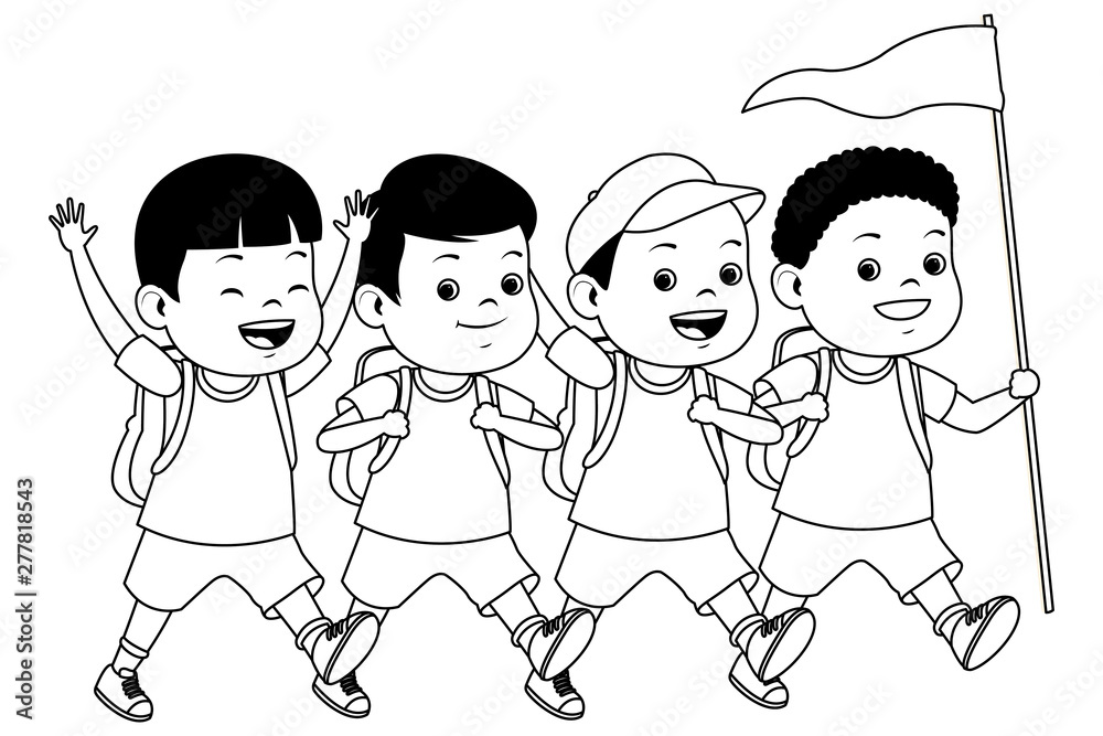 Summer Kids Clipart Black And White