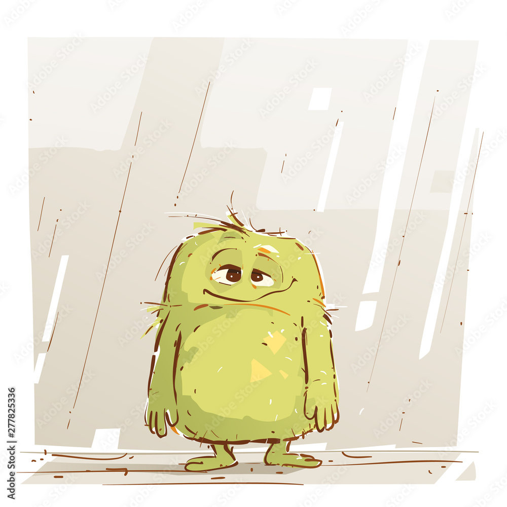 Cute Little Monster Is Sad and Lonely. Stock Vector | Adobe Stock