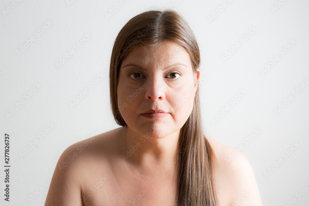 One side lighting in studio portrait. Main light hitting only one side ...