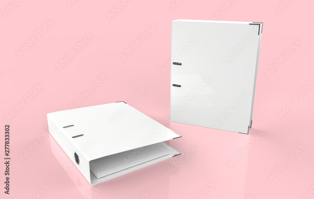 Blank ring binder folder design mockup. Self-binder mock up with stack ...