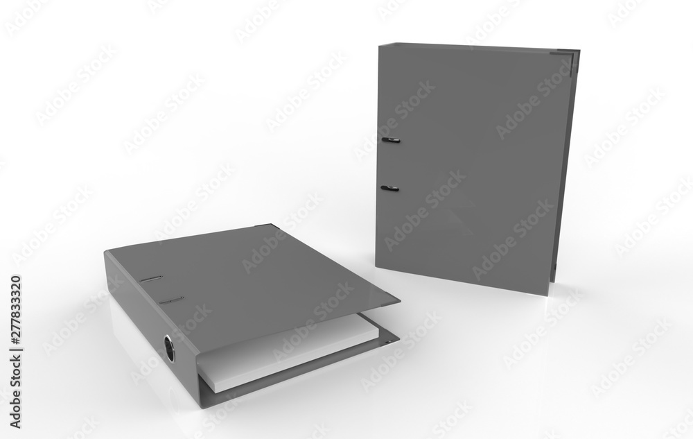 Blank ring binder folder design mockup. Self-binder mock up with stack ...