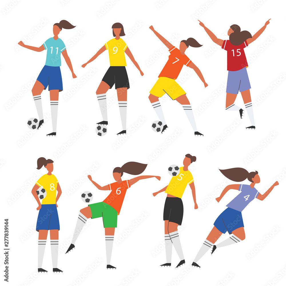 Woman soccer players. Female Football vector illustration. Stock Vector ...