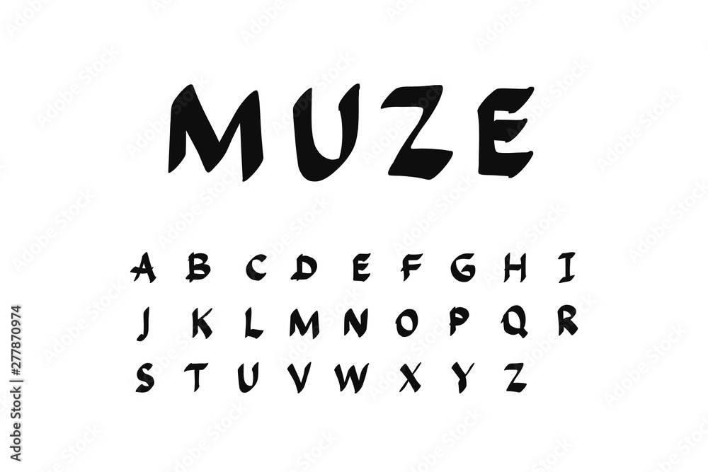 Muze hand drawn vector illustration font alphabet Stock Vector | Adobe ...
