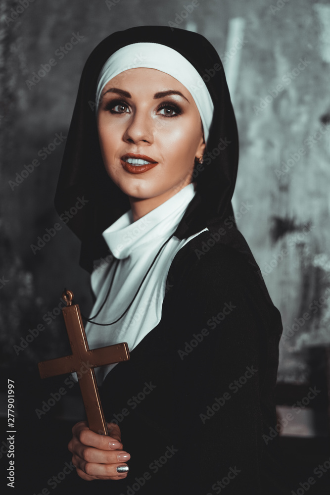 Sexy Nun Prays Indoor Beautiful Young Holy Sister Young Beautiful