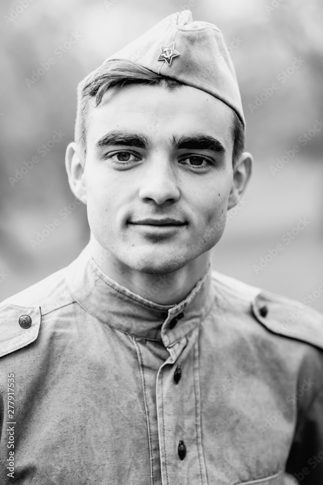 young soldier s face - vintage photo scan - about 1945 Stock Photo ...