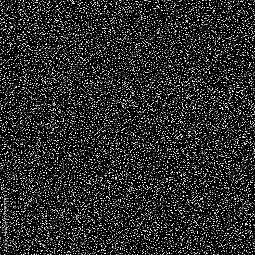 Dense seamless texture of gray dots, lines, pixels on black background ...