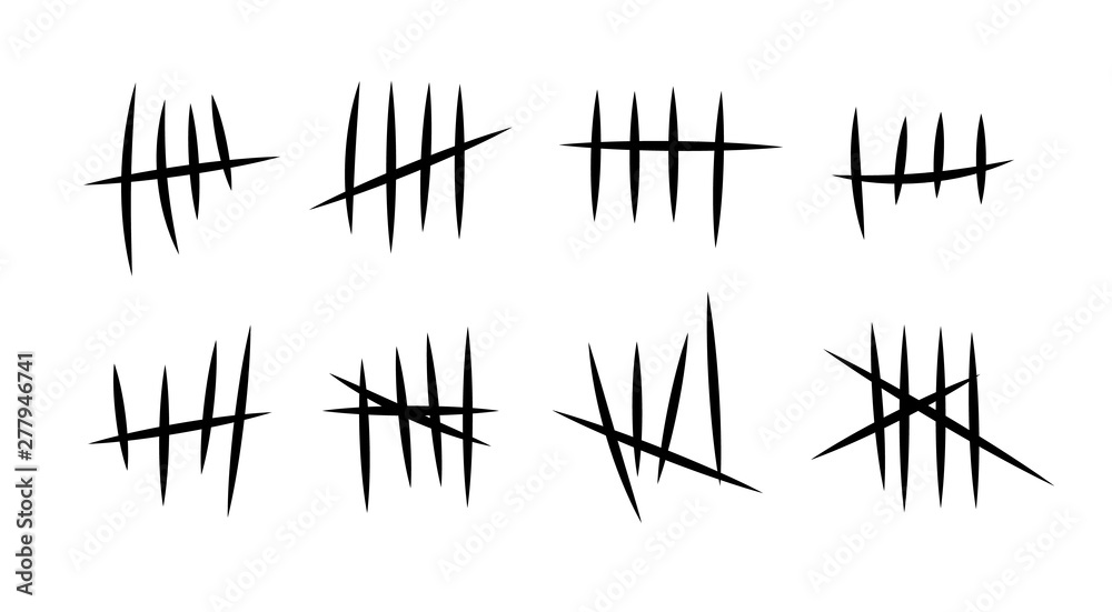 Prison symbols, Jail tally marks. Hand drawn Lines or sticks, strokes ...