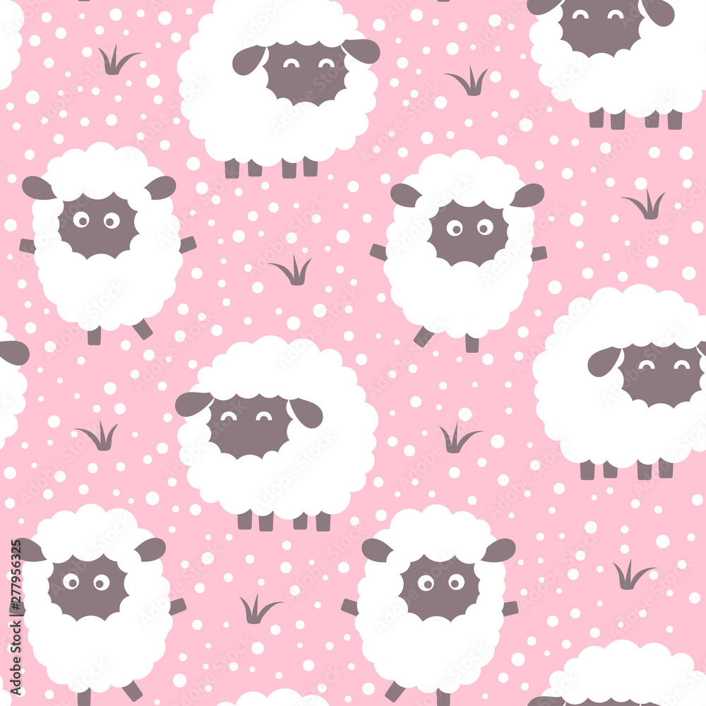 cartoon sheep seamless pattern Stock Vector | Adobe Stock