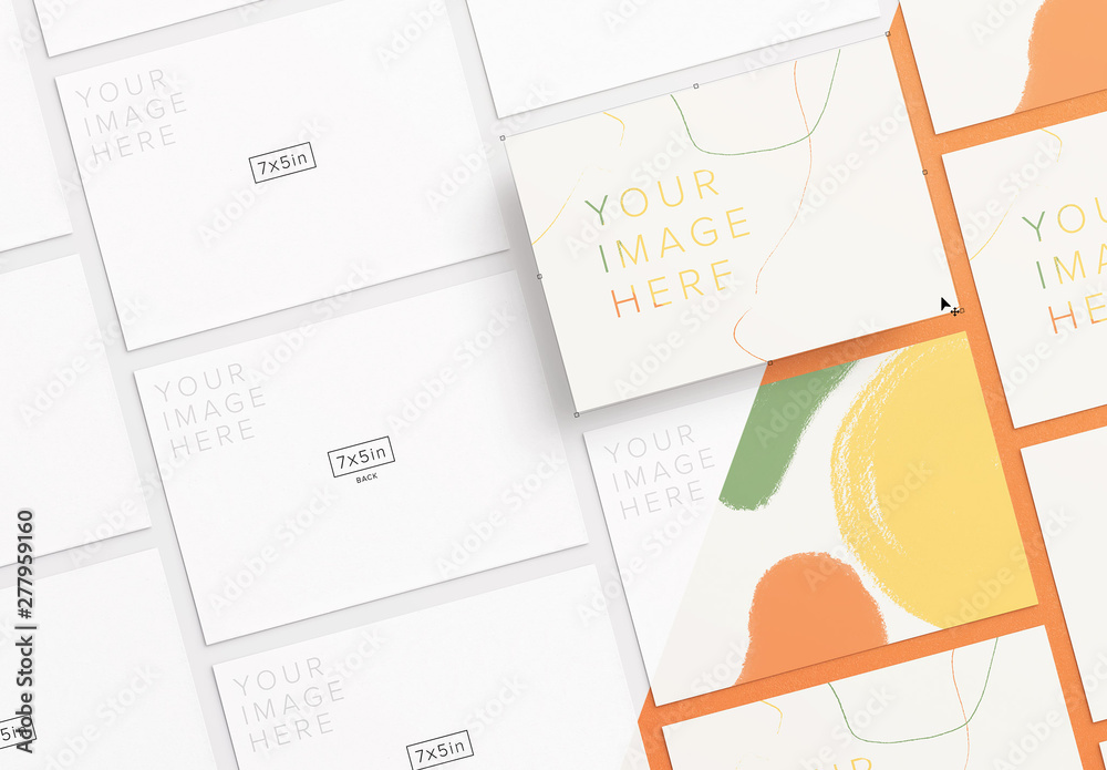 Alternating Diagonal Postcard Set Mockup Stock Template | Adobe Stock