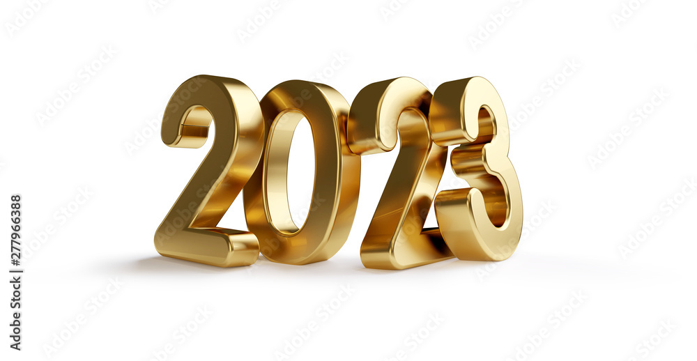 2023 golden bold letters 3d-illustration isolated Stock Illustration ...