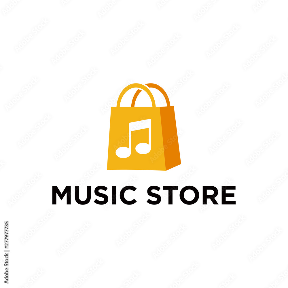 Music store logo. Shopping Bag logo Stock Vector | Adobe Stock