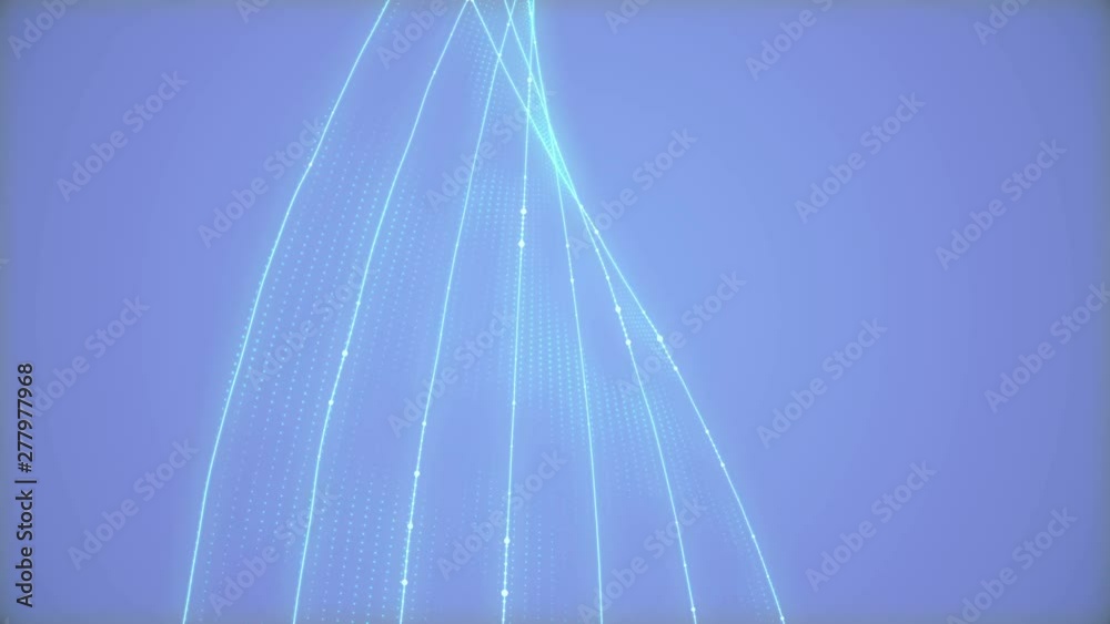 4K Animation of abstract DNA lines structure. Neon dots connecting ...