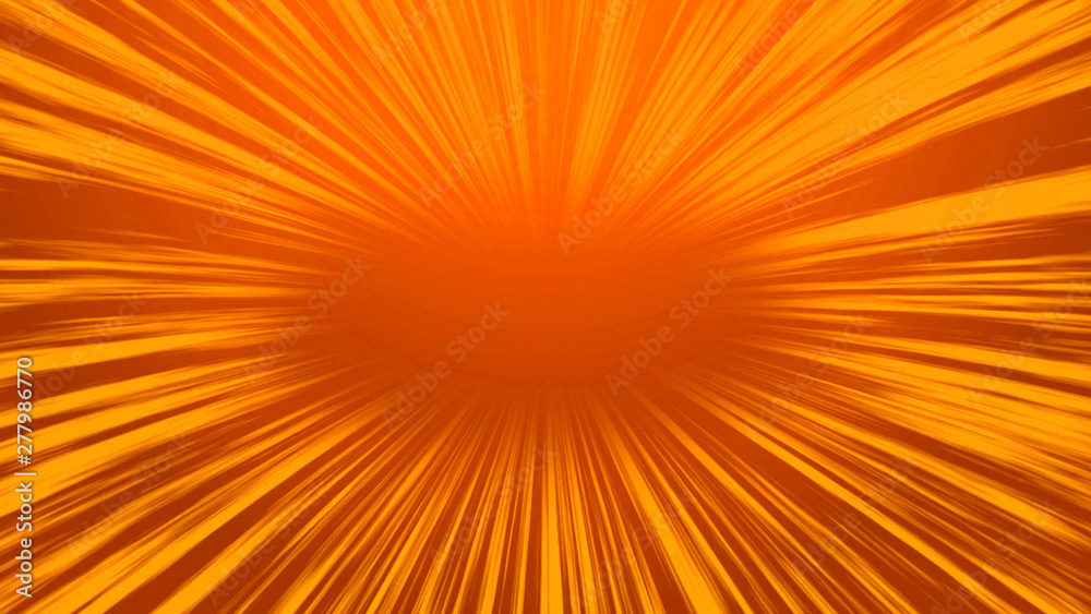 Abstract orange comic radial speed line background, cartoon background ...