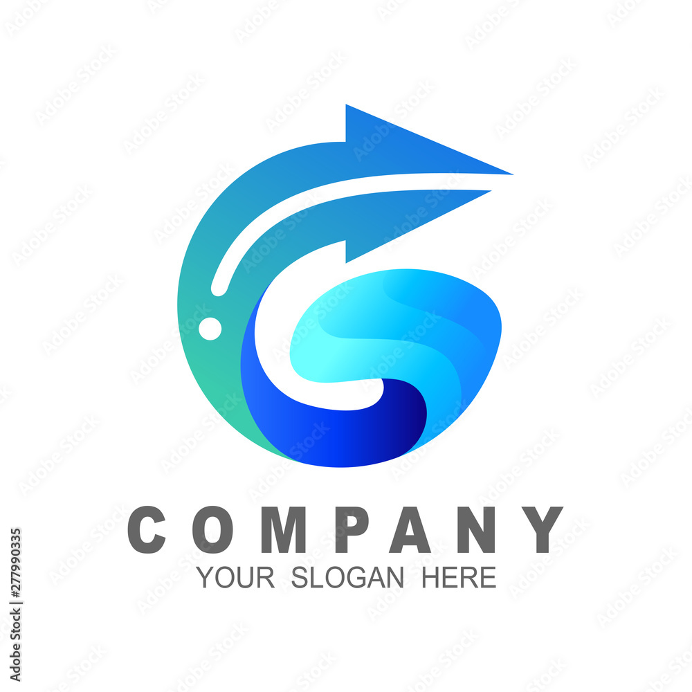 Wave letter g arrow logo, initial g vector logo, arrow and letter g ...