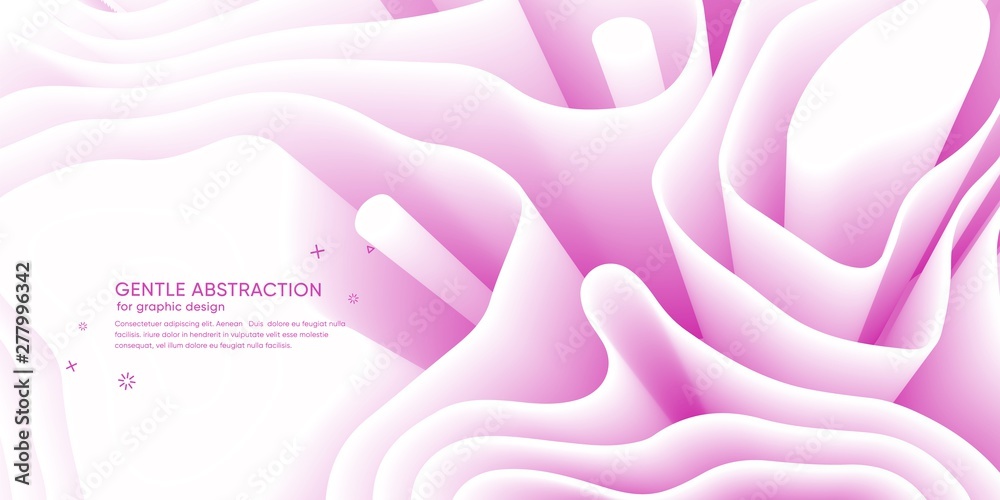 Gently pink abstract background with 3d wave elements. Template design ...