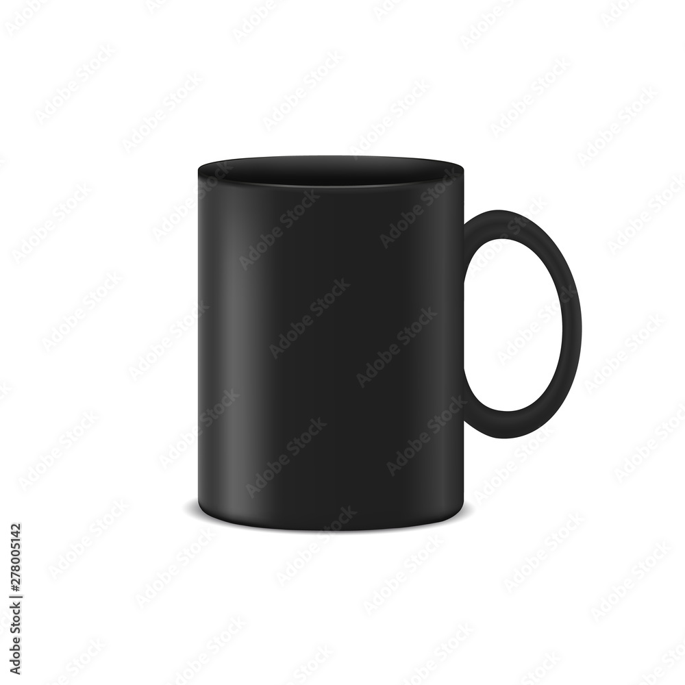 Black Coffee Cup - Realistic Vector Illustration - Isolated On White ...