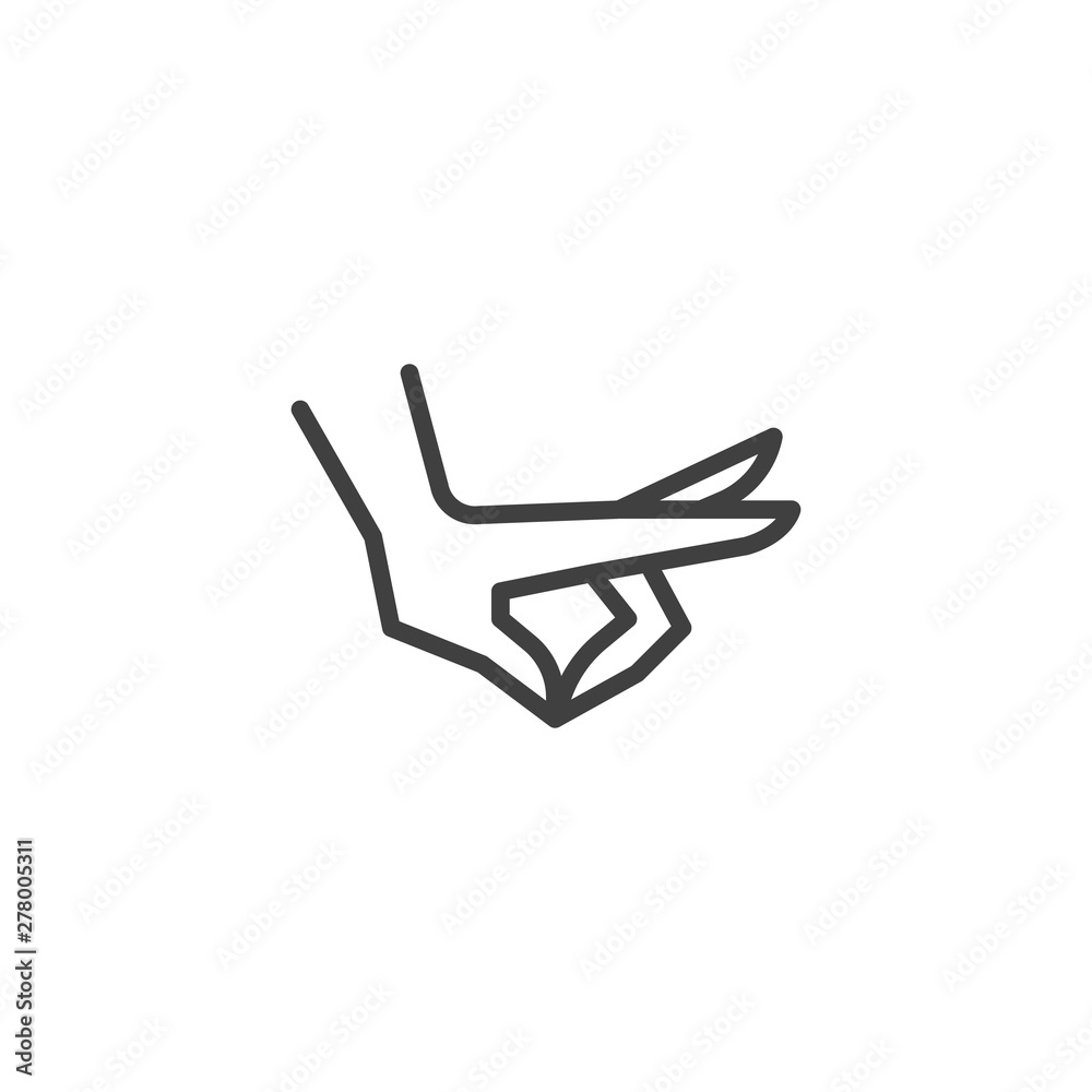 Meditation hand gesture line icon. Yoga fingers linear style sign for ...