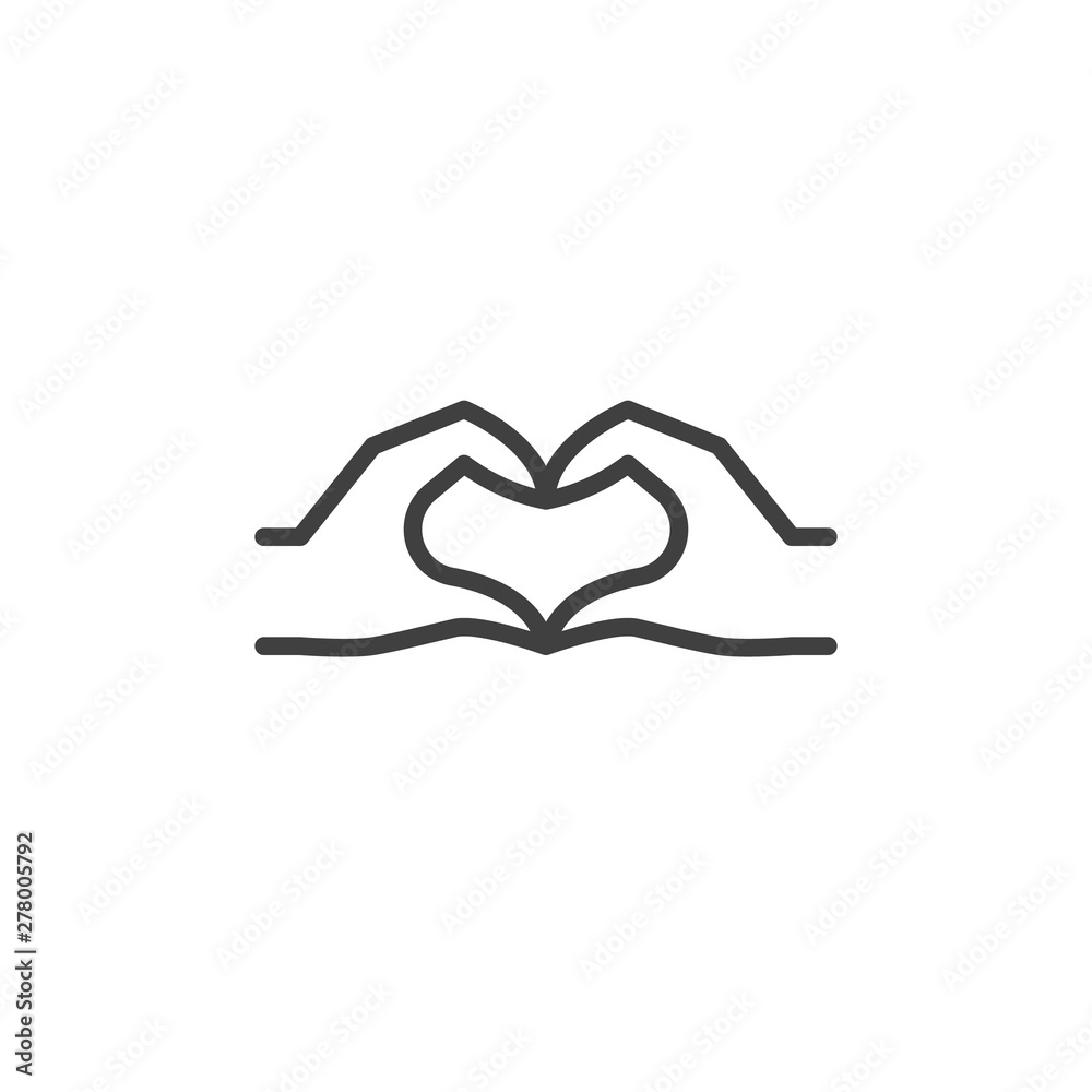 Hands making heart line icon. linear style sign for mobile concept and ...