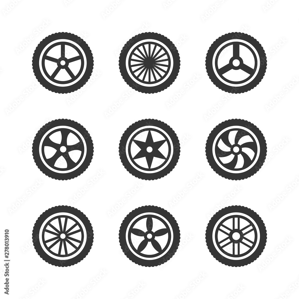 Car wheels icon template color editable. Wheels symbol vector sign ...