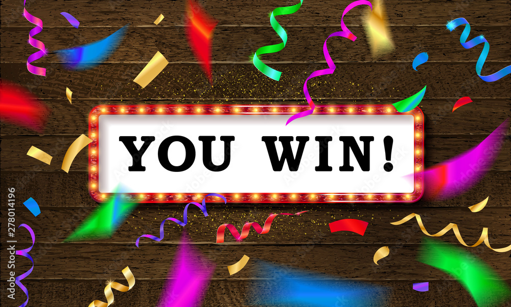You Win text over color golden confetti Stock Vector | Adobe Stock