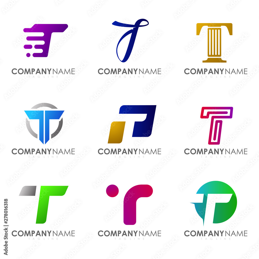 Set of modern alphabet logo design letter T. Stock Vector | Adobe Stock