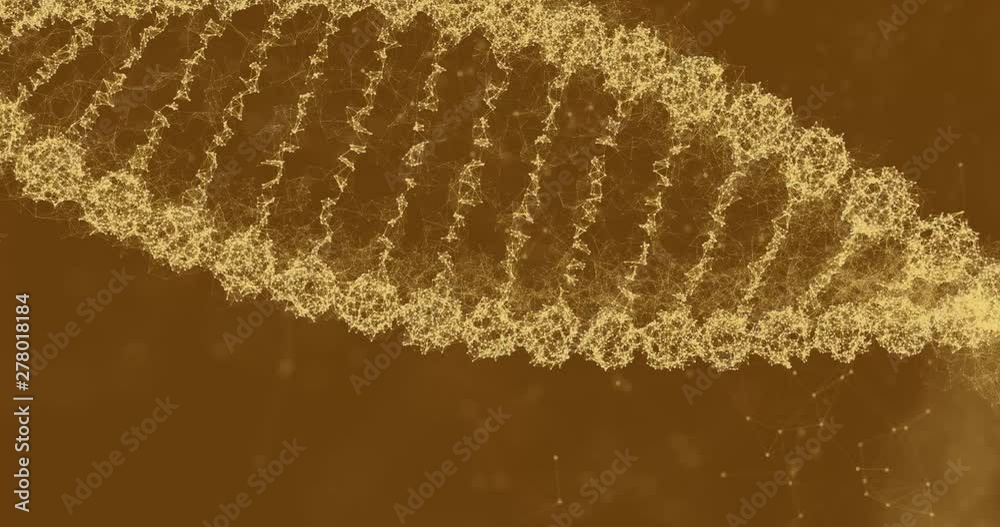 DNA molecule on ditigal gold background. Genetics concept. Animation of ...